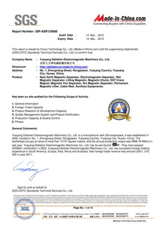 SGS report of YYDLS | PDF