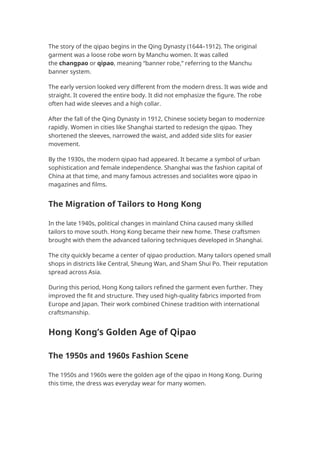 Qipao in Hong Kong：Tradition, Fashion, and Modern Revival.docx