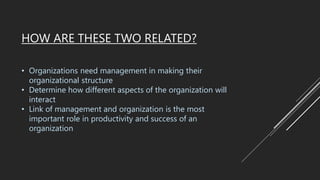 Relationship Between Management and Organization | PPTX