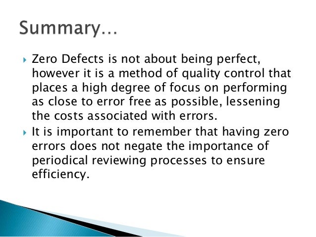 Zero Defect Plan Template
