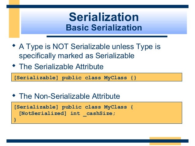 Serialization/deserialization Serialization/deserialization