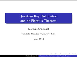 Qkd and de finetti theorem | PDF | Physics | Science