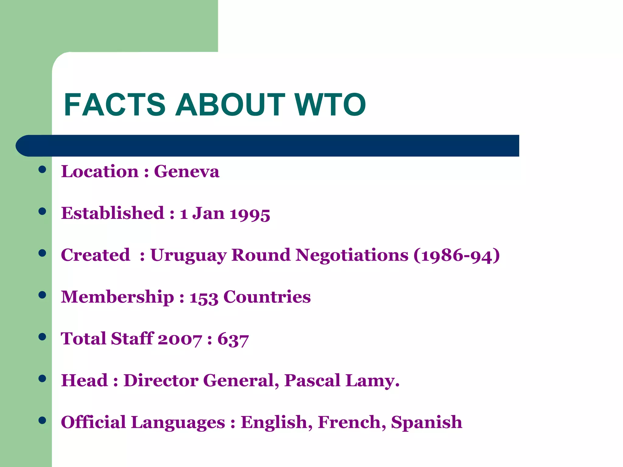 World Trade Organisation (WTO) | PPT | Political Issues & policy | Politics