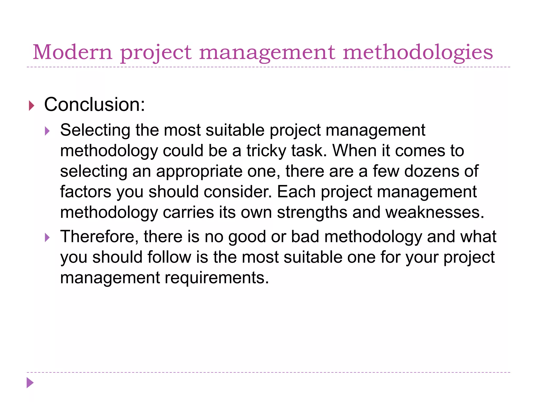 Different project management methodologies | PPTX