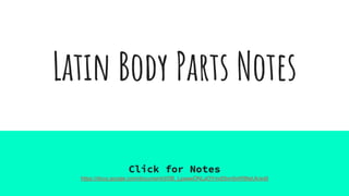 Wages Latin class objects&Latin body parts slide show lesson | PPTX