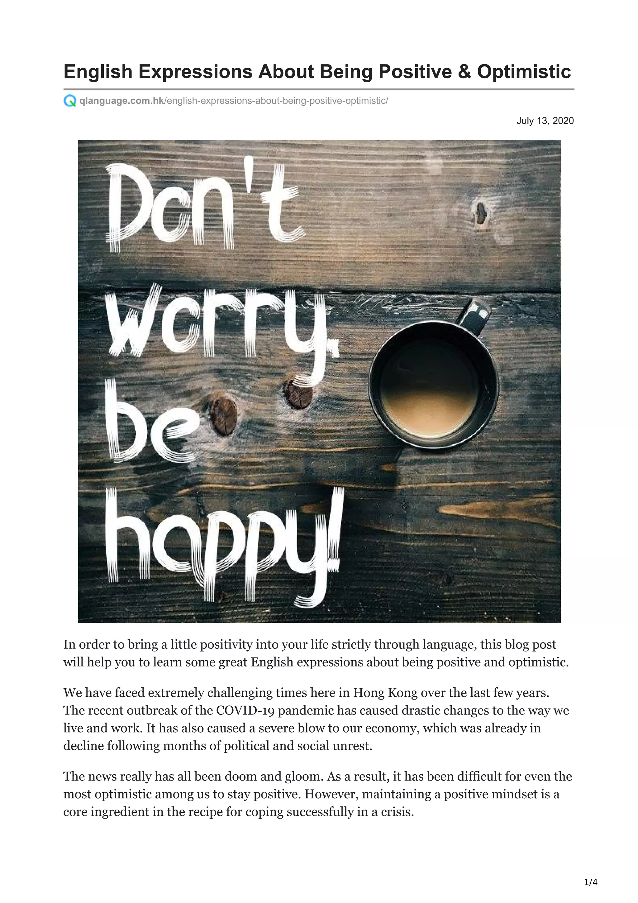 English Expressions About Positivity & Optimism That Are Easy To Learn ...