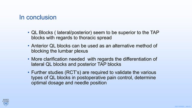 Quadratus Lumborum Block - Dr. V Koyyalamudi | PPTX