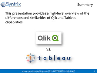 Qlik vs. Tableau: High-Level Comparison | PPTX