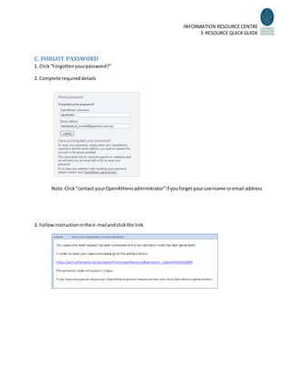 Quick guide open athens | DOCX