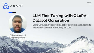 QLoRA Fine-Tuning on Cassandra Link Data Set (1/2) Cassandra Lunch 137 | PPT