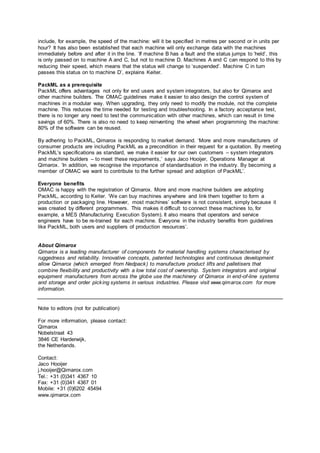 Qimarox simplifies integration with PackML guidelines | PDF