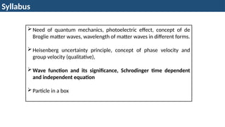 PHY109 Unit4 quantum mechanics for engineering part-3 | PPTX