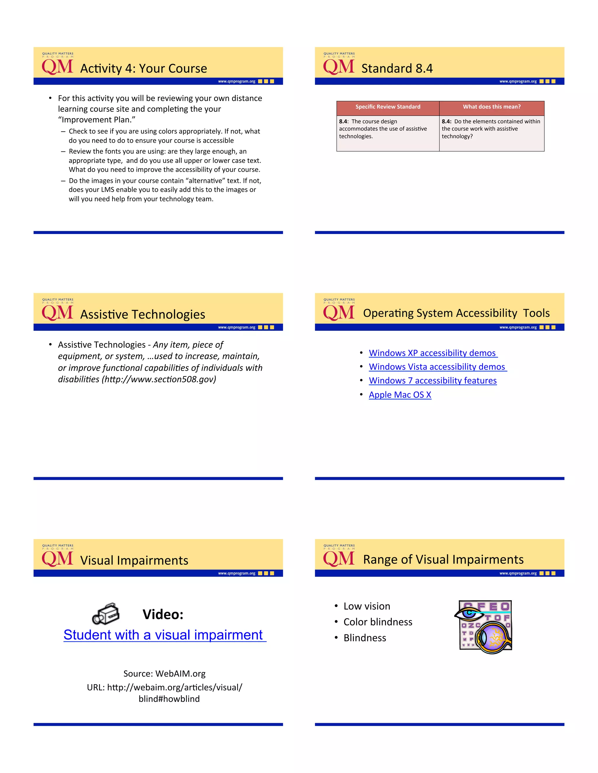 QM Addressing Accessibility PPT Handout | PDF