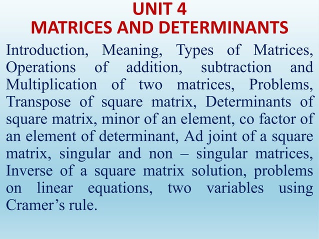 Matrices and Determinants | PDF