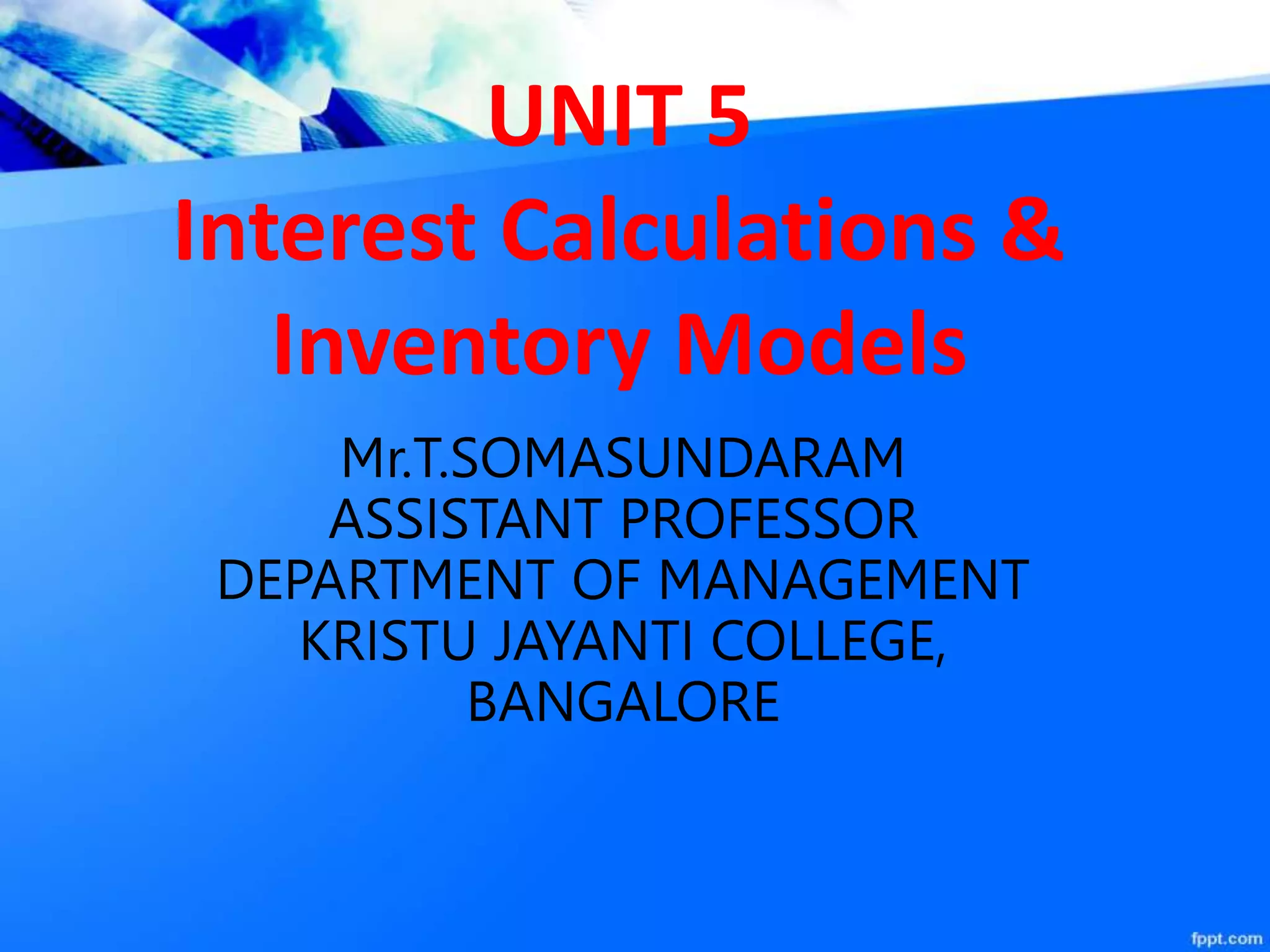 Interest Calculation & Inventory models | PDF