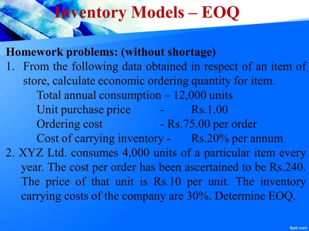 Interest Calculation & Inventory models | PDF | Stocks and Bonds ...