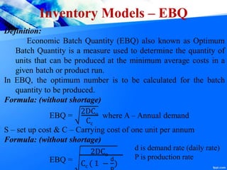 Interest Calculation & Inventory models | PDF