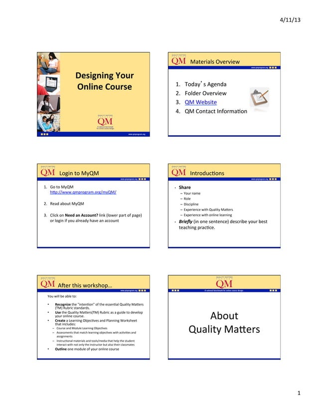 QM DYOC PPT Handout | PDF