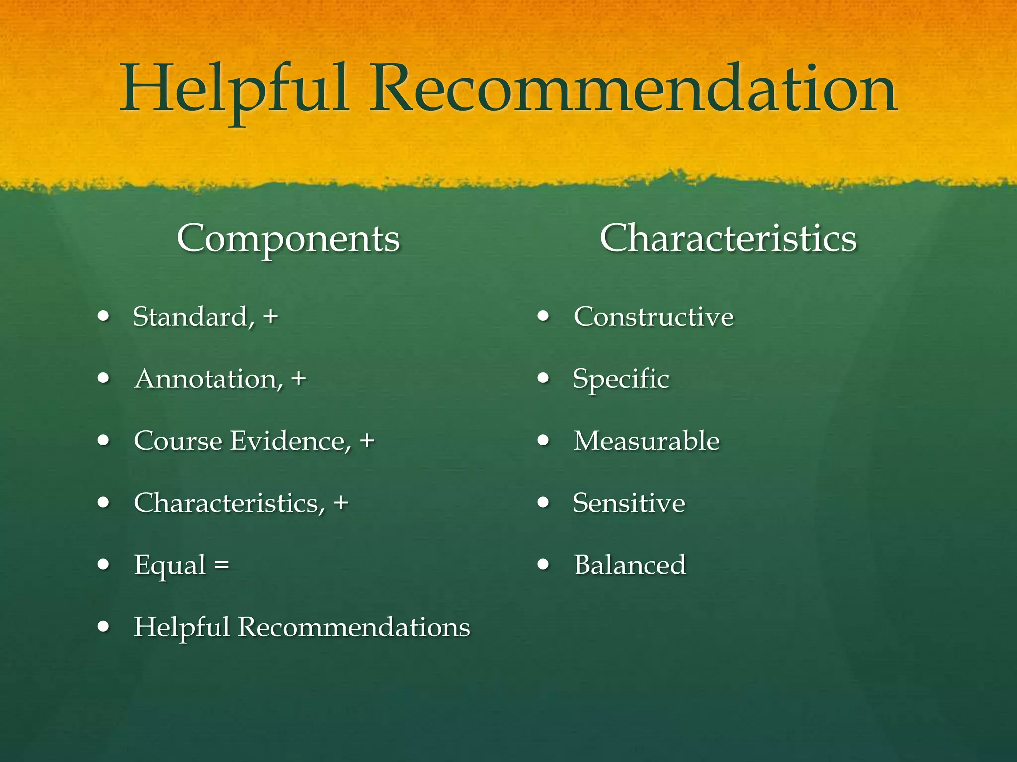Qm helpful recommendations | PPT