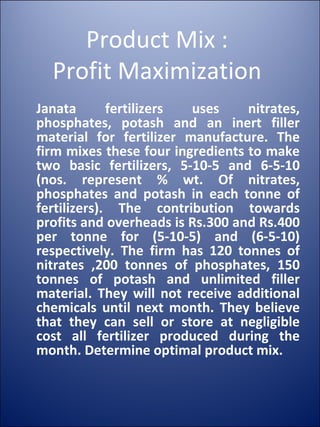 Qm linear programming problems a.s. narag | PPT | Agriculture | Industries