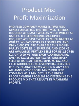 Qm linear programming problems a.s. narag | PPT | Agriculture | Industries