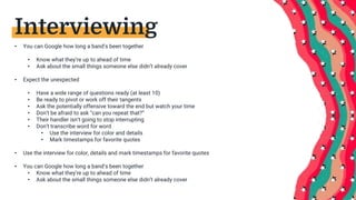 Emily Bloch - How to Cover a Music Festival | PPT