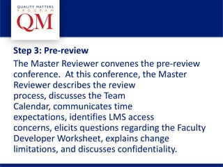 The Quality Matters Review Process | PPTX