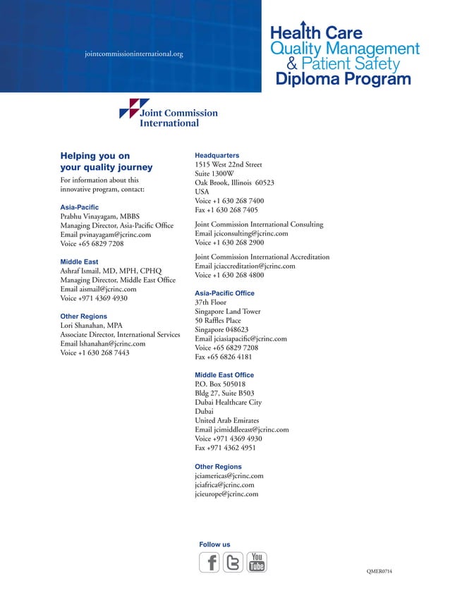 QUALITY MANAGEMENT AND PATIENT SAFETY DIPLOMA BY JCI | PDF