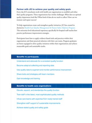 QUALITY MANAGEMENT AND PATIENT SAFETY DIPLOMA BY JCI | PDF