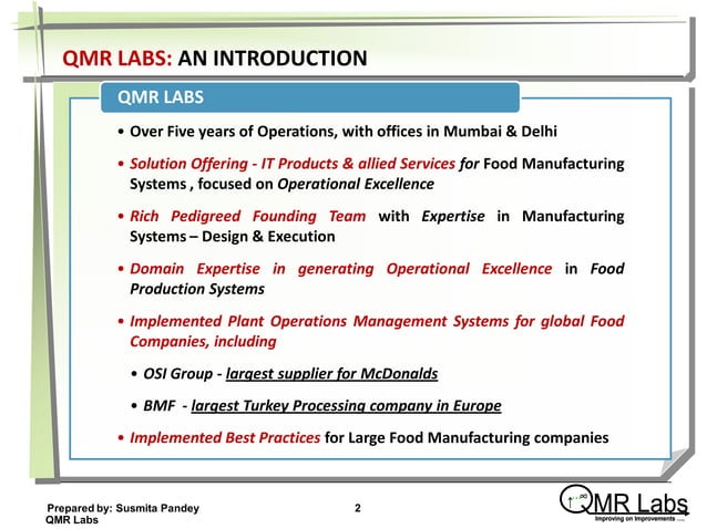 Qmr labs corporate presentation | PPT