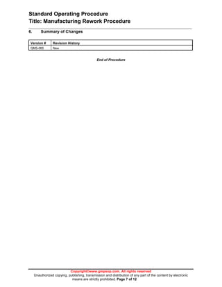 Qms 065 manufacturing-rework_procedure_sample | PDF