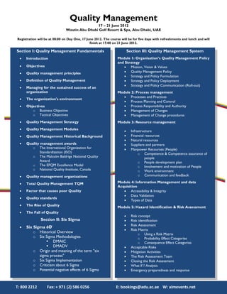 Quality Management Training | PDF