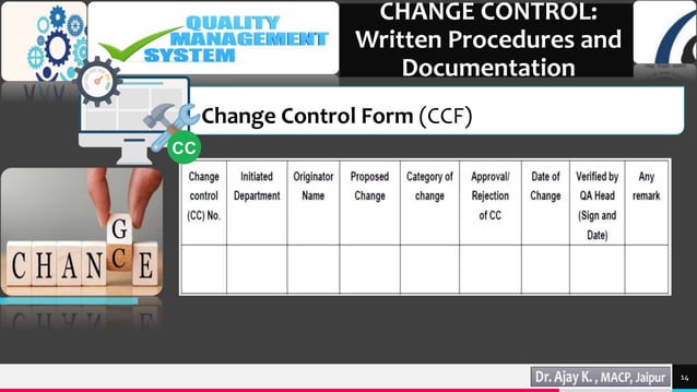 QUALITY MANAGEMNT SYSTEMS: Change Control (CC) | PPSX | Business ...