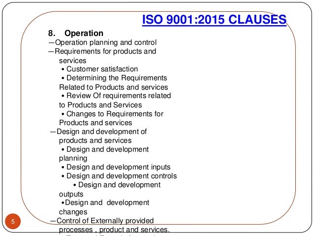 ISO QMS 9001: 2015 clauses