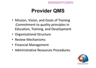 Quality Management System (QMS) for training providers | PDF