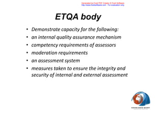 Quality Management System (QMS) for training providers | PPT