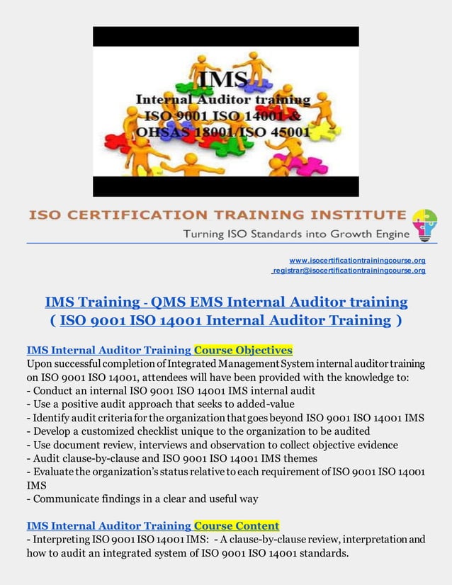 IMS Training | ISO 9001 ISO 14001 Internal Auditor Training | PDF