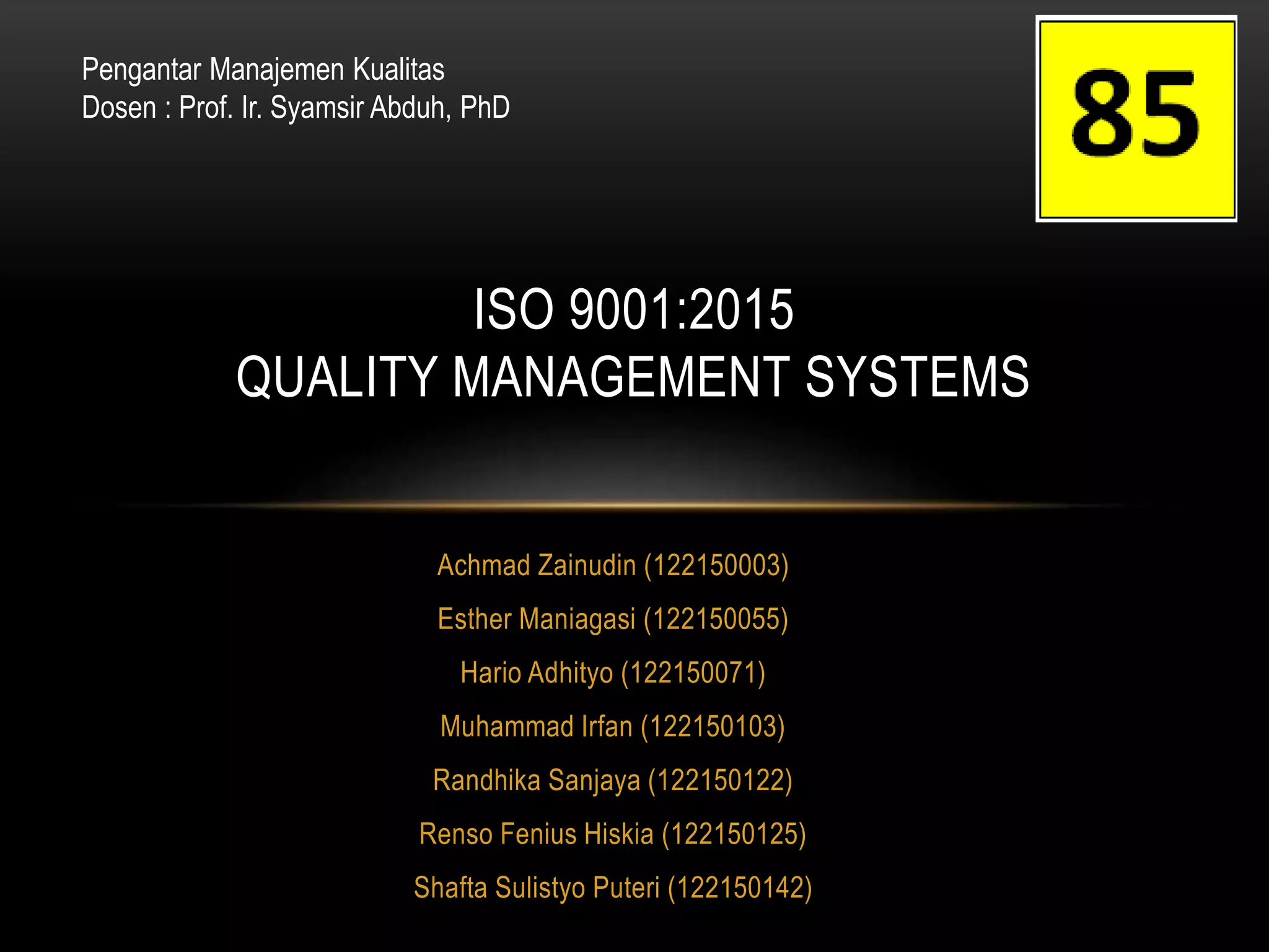 QMS ISO 9001 | PPT