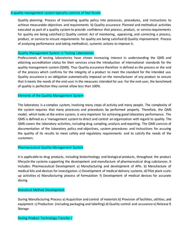 QMS in Manufacturing Industries | DOCX