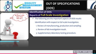 Qms Out of Specifications (oos) | PPSX