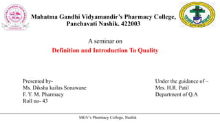 QMS presentation- Introduction & definition of quality.pptx