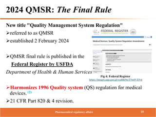 Quality management system regulation (QMSR )Final rule 2024 | PDF