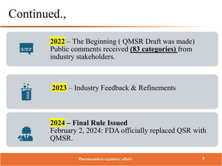 Quality management system regulation (QMSR )Final rule 2024 | PDF