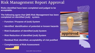 Risk Management in QMS and New Products Design (NPD) | PPTX