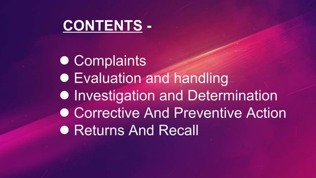 Complaints in Quality Management System | PPTX