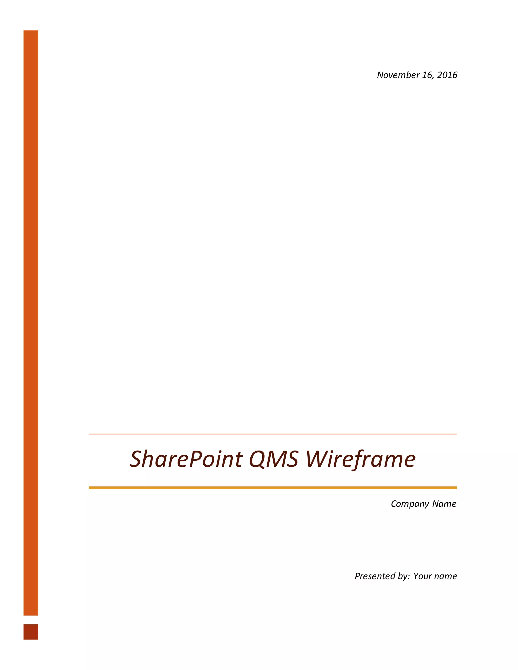 QMS SharePoint Wireframe - download and edit for you use | DOCX
