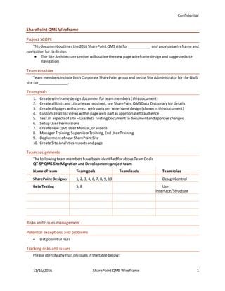 QMS SharePoint Wireframe - download and edit for you use | DOCX