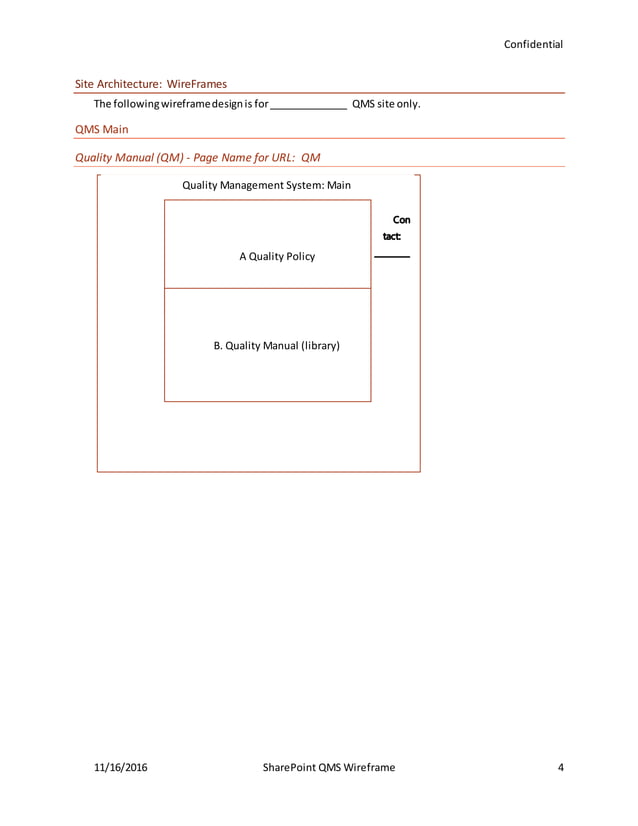 QMS SharePoint Wireframe - download and edit for you use | DOCX | Web ...