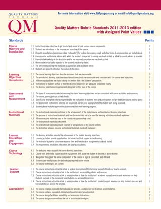 Qm standards 2011-2013 | PDF