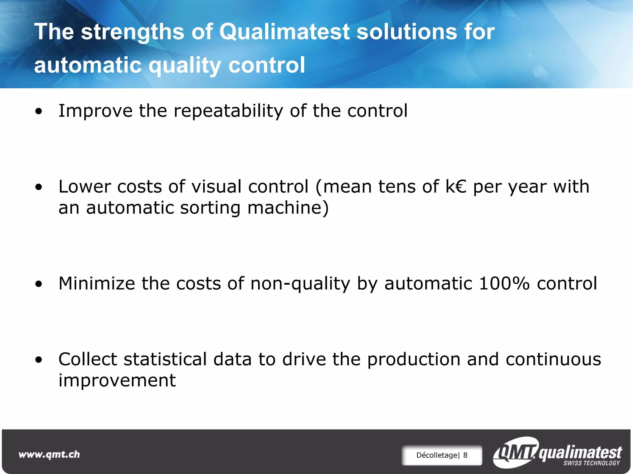 Qualimatest - Automatic quality control system for cutting industry | PPT